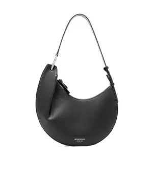 Emporio Armani Adjustable Zippered Hobo Shoulder Bag - Black