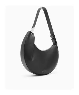Emporio Armani Adjustable Zippered Hobo Shoulder Bag - Black