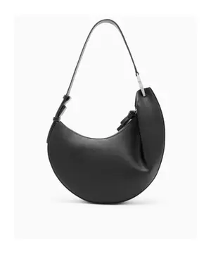 Emporio Armani Adjustable Zippered Hobo Shoulder Bag - Black