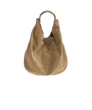 Moschino Suede Tote And Shoulder Bag - Beige