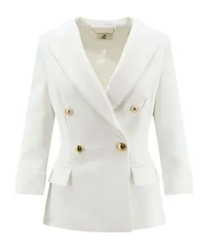Elisabetta Franchi Jacket In Double Layer Stretch Crêpe Fabric - White