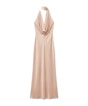 AMAZUIN Draped Halterneck Maxi Dress - No