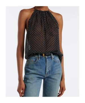 NILI LOTAN Nikki Halterneck Polka-dot Silk Top - Black
