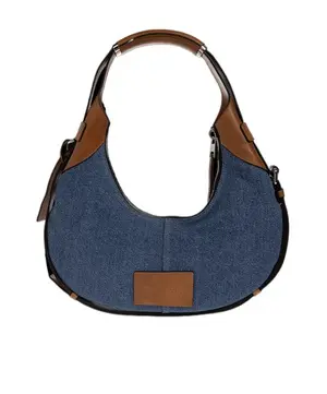 Moschino Denim Leather-trim Shoulder Bag - Blue