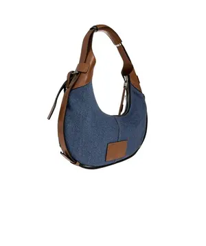 Moschino Denim And Leather Shoulder Bag