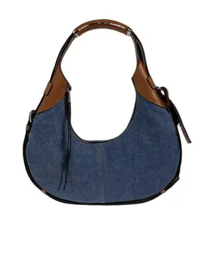 Moschino Denim And Leather Shoulder Bag