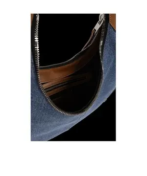 Moschino Denim And Leather Shoulder Bag