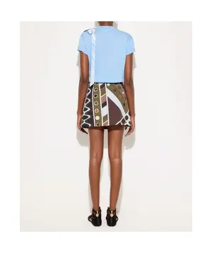 Emilio Pucci Round Neck Short Sleeve T-shirt With Scarf Detail