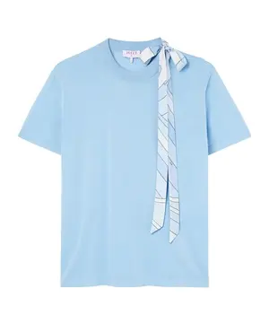 Emilio Pucci Round Neck Short Sleeve T-shirt With Scarf Detail