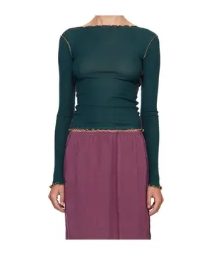 BASERANGE Long-sleeved T-shirt With Boat Neckline - Green