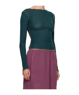 BASERANGE Long-sleeved T-shirt With Boat Neckline - Green