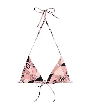 Emilio Pucci Occhi Chain Triangle Bikini Top - Pink