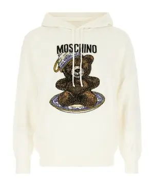 Moschino Teddy-print Hooded Sweater - White