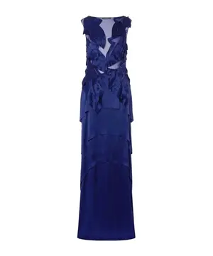 Alberta Ferretti Long Satin Dress - Indigo