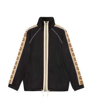 Gucci Gg Print Trim Zipped Jacket
