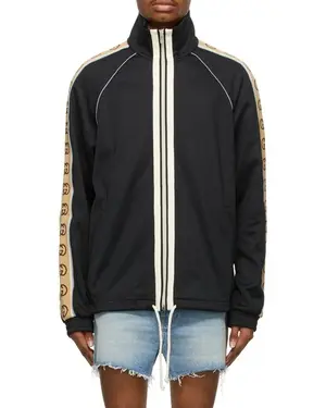 Gucci Gg Print Trim Zipped Jacket