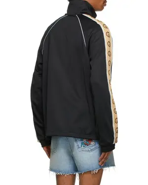 Gucci Gg Print Trim Zipped Jacket