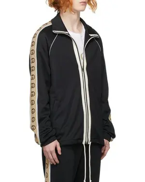 Gucci Gg Print Trim Zipped Jacket