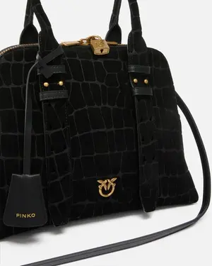 Pinko Escape Bag Small Handbag In Crocodile-print Leather