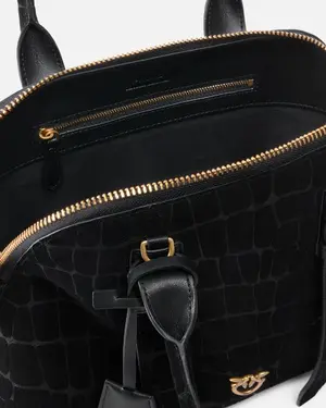 Pinko Escape Bag Small Handbag In Crocodile-print Leather