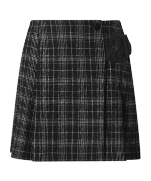 Pinko Plaid Midi Skirt - Black-beige