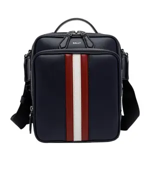Bally Logo Printed Zip-up Messenger Bag - Black