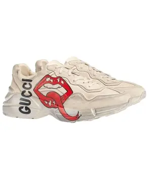 Gucci Rhyton Sneakers With Lip Print - Nude