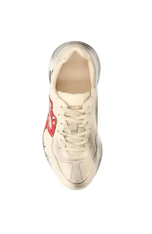 Gucci Rhyton Sneakers With Lip Print - Nude