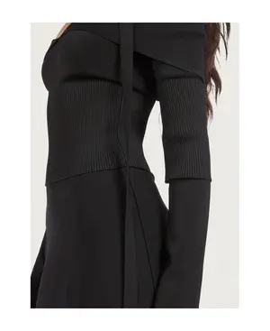 FERRAGAMO Off-shoulder Long-sleeved Midi Dress