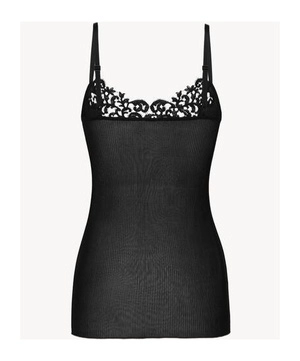 Saint Laurent Guipure Ribbed Silk Tank Top - Black