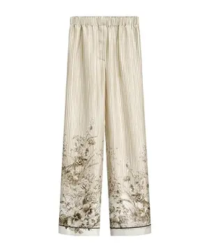 Dior Pantalon Iviera In Toile De Jouy Floral Garden Print Silk Twill
