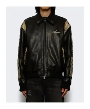 Amiri Printed Zip-up Leather Jacket