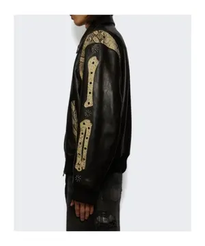 Amiri Printed Zip-up Leather Jacket