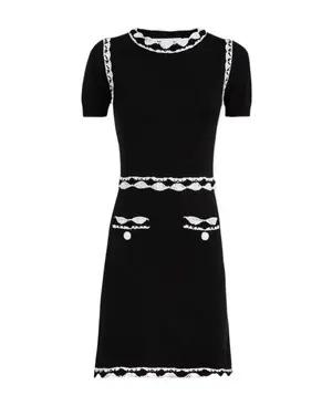 Moschino Lace Trim Knit Dress - Black