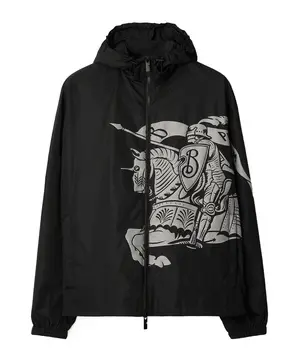 Burberry Zip-up Hooded Jacket With Equestrian Knight Print