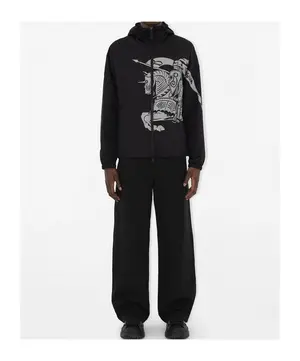 Burberry Zip-up Hooded Jacket With Equestrian Knight Print