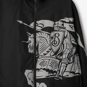 Burberry Zip-up Hooded Jacket With Equestrian Knight Print
