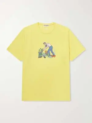 JW Anderson Gardener Embroidered Cotton-jersey T-shirt - Yellow