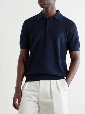 Brioni Cotton, Silk And Cashmere-blend Polo Shirt