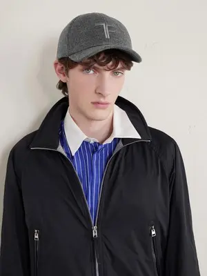 TOM FORD Leather-trimmed Logo-embroidered Cashmere Baseball Cap