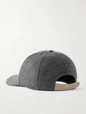 TOM FORD Leather-trimmed Logo-embroidered Cashmere Baseball Cap