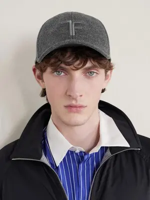 TOM FORD Leather-trimmed Logo-embroidered Cashmere Baseball Cap