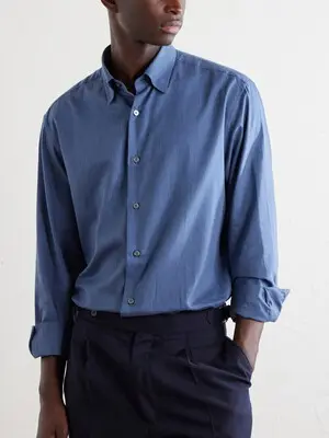 Brioni Cotton-poplin Shirt - Blue