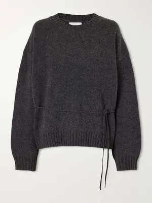 ST. AGNI Belted Wool Sweatshirt - Anthracite