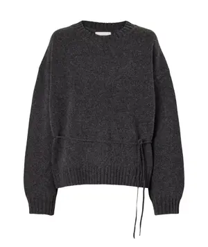 ST. AGNI Belted Merino Wool Sweatshirt