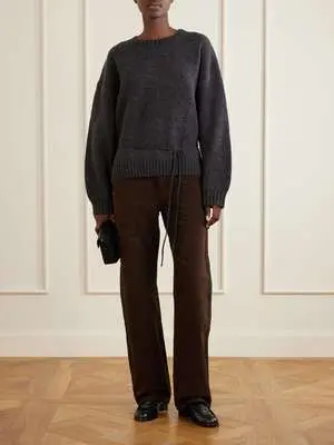 ST. AGNI Belted Merino Wool Sweatshirt