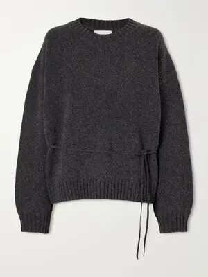 ST. AGNI Belted Merino Wool Sweatshirt - Gray