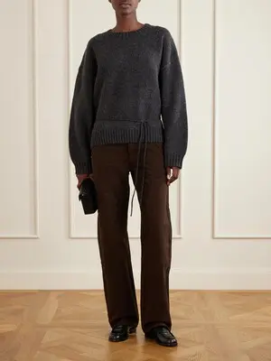 ST. AGNI Belted Merino Wool Sweatshirt - Gray