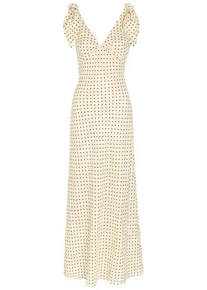 Faithfull The Brand Solana Polka Dot Linen Maxi Dress - Cream
