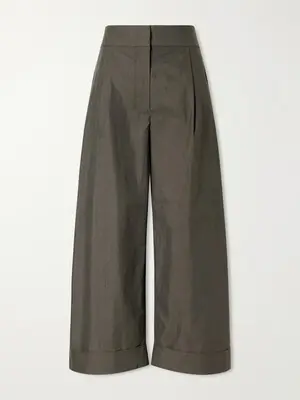 Proenza Schouler White Label Cotton-blend Wide-leg Pants - Green